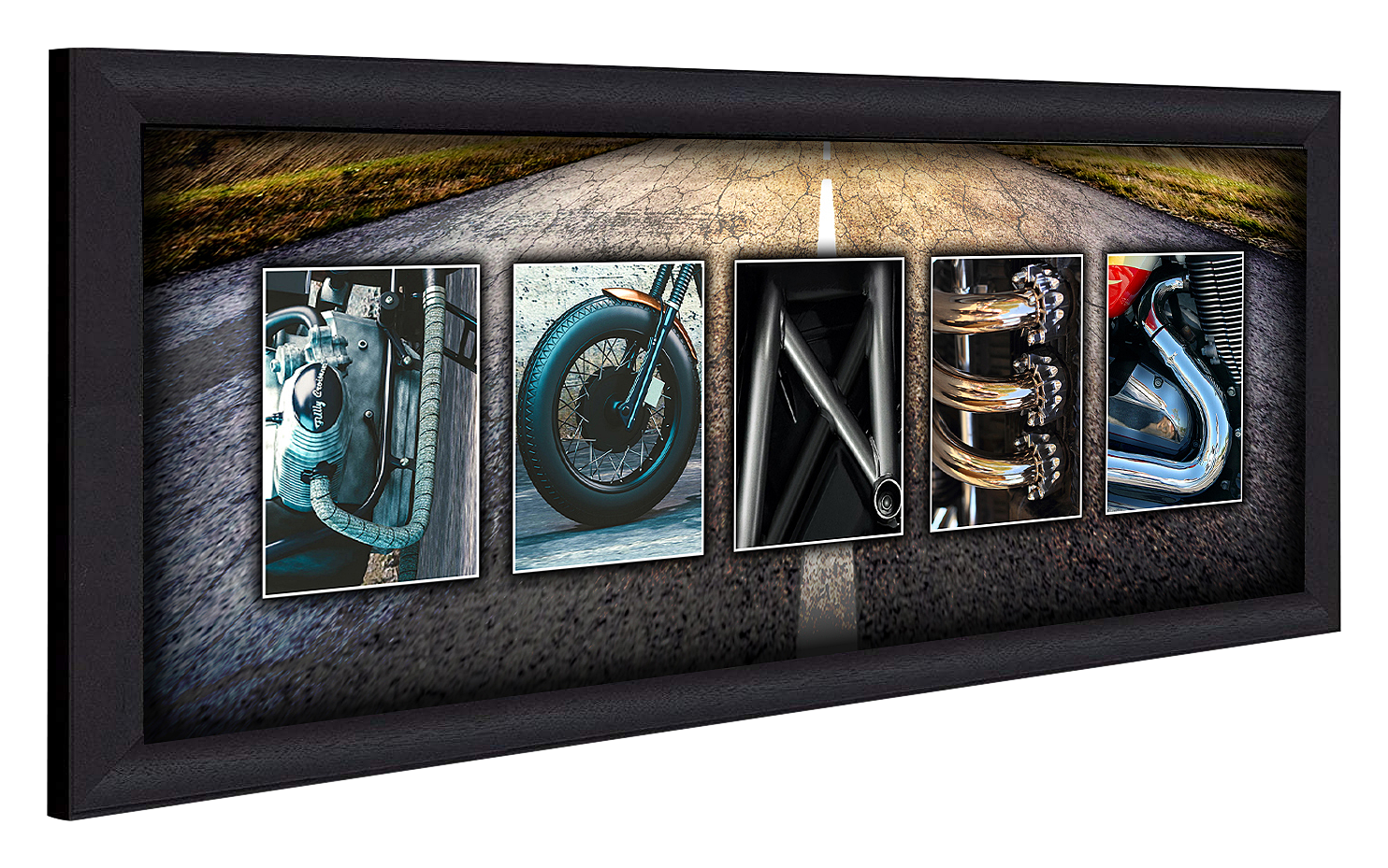 Motorcycle Block Letter Personalized Framed Canvas Artwork by Scott ...